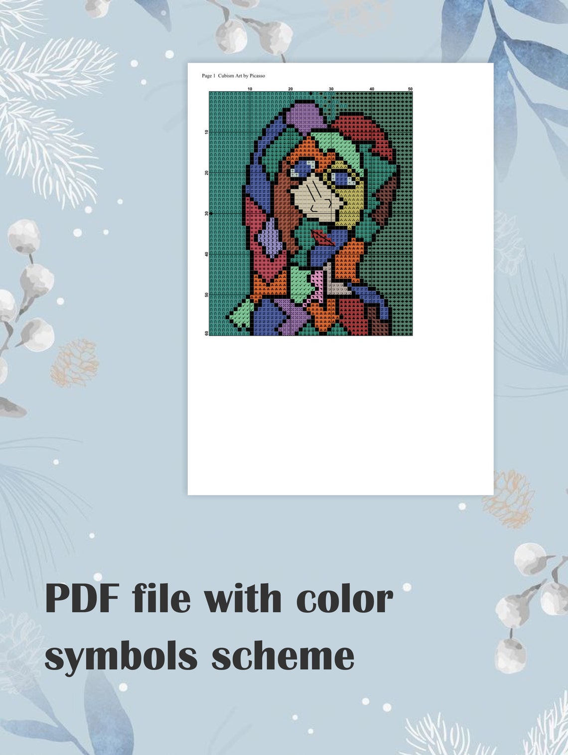 Cubism Art by Picasso Cross Stitch Pattern PDF, Miniature Art Counted ...