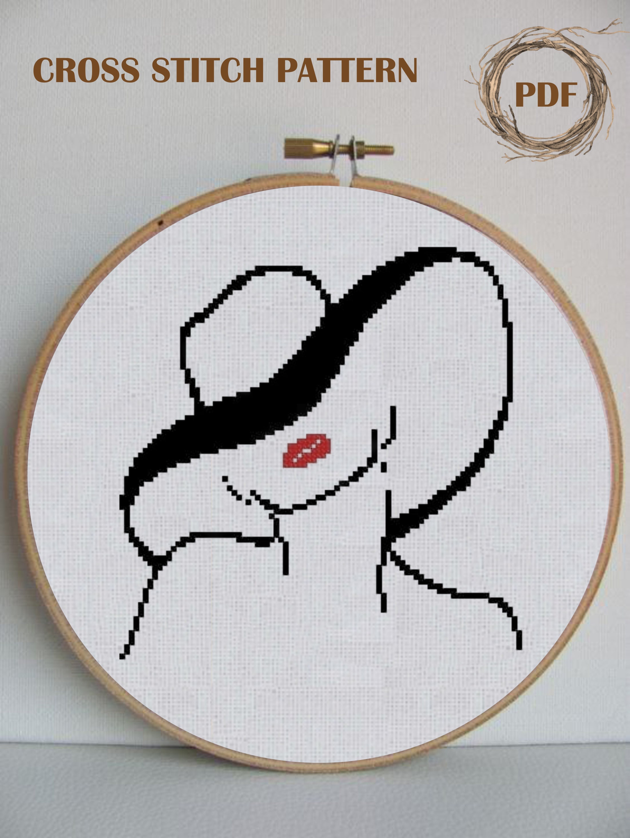Female Face Cross Stitch Pattern PDF, Modern Cross Stitch, Minimalist ...