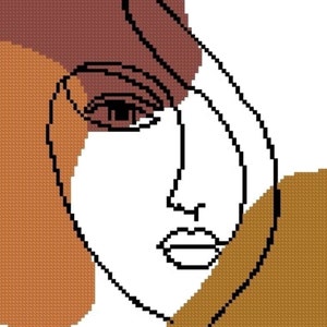 Women Face PDF Cross Stitch Pattern, Modern Art Cross Stitch, Female ...