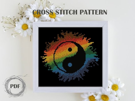 Yin Yang cross stitch pattern PDF Watercolor Yin Yang Counted | Etsy