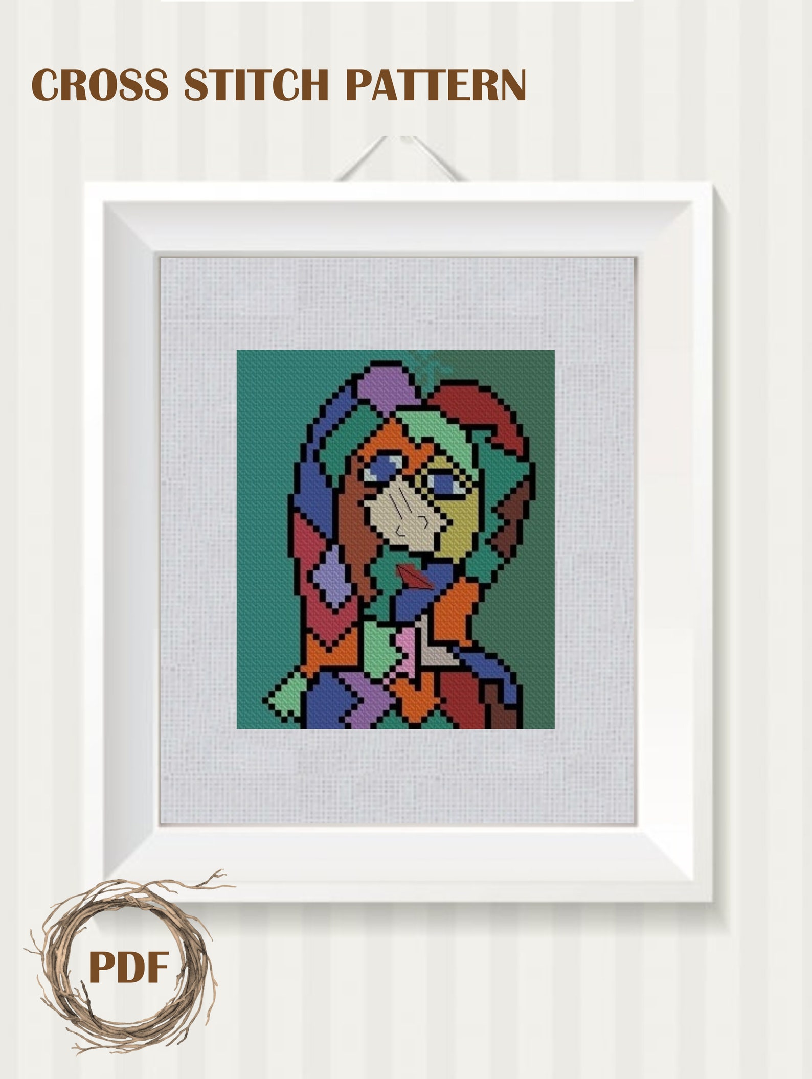 Cubism Art by Picasso Cross Stitch Pattern PDF, Miniature Art Counted ...