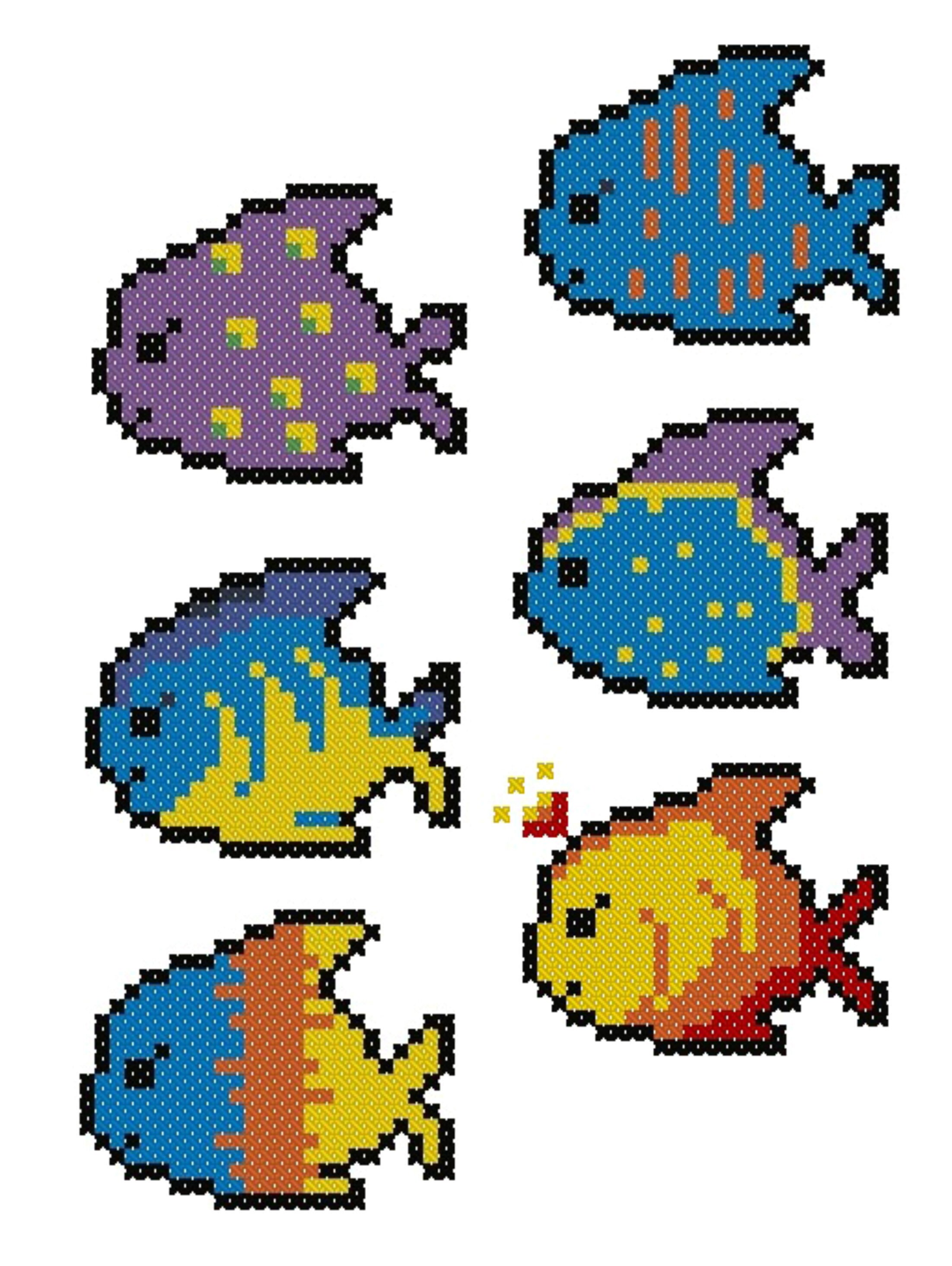 Mini Fishes Cross Stitch Set of 6 Little Fish Cross Stitch - Etsy