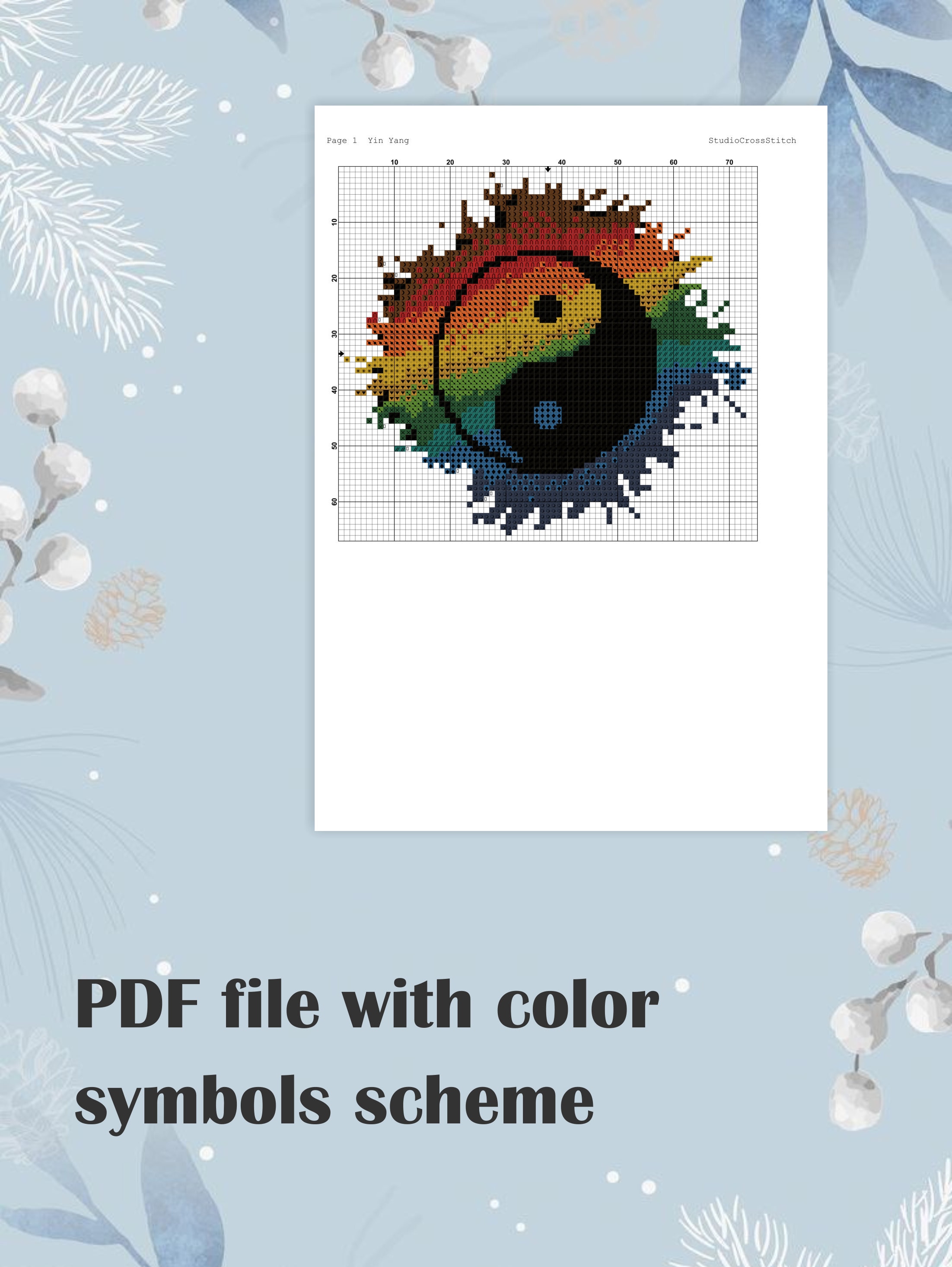 Yin Yang Cross Stitch Pattern PDF Watercolor Yin Yang Counted - Etsy