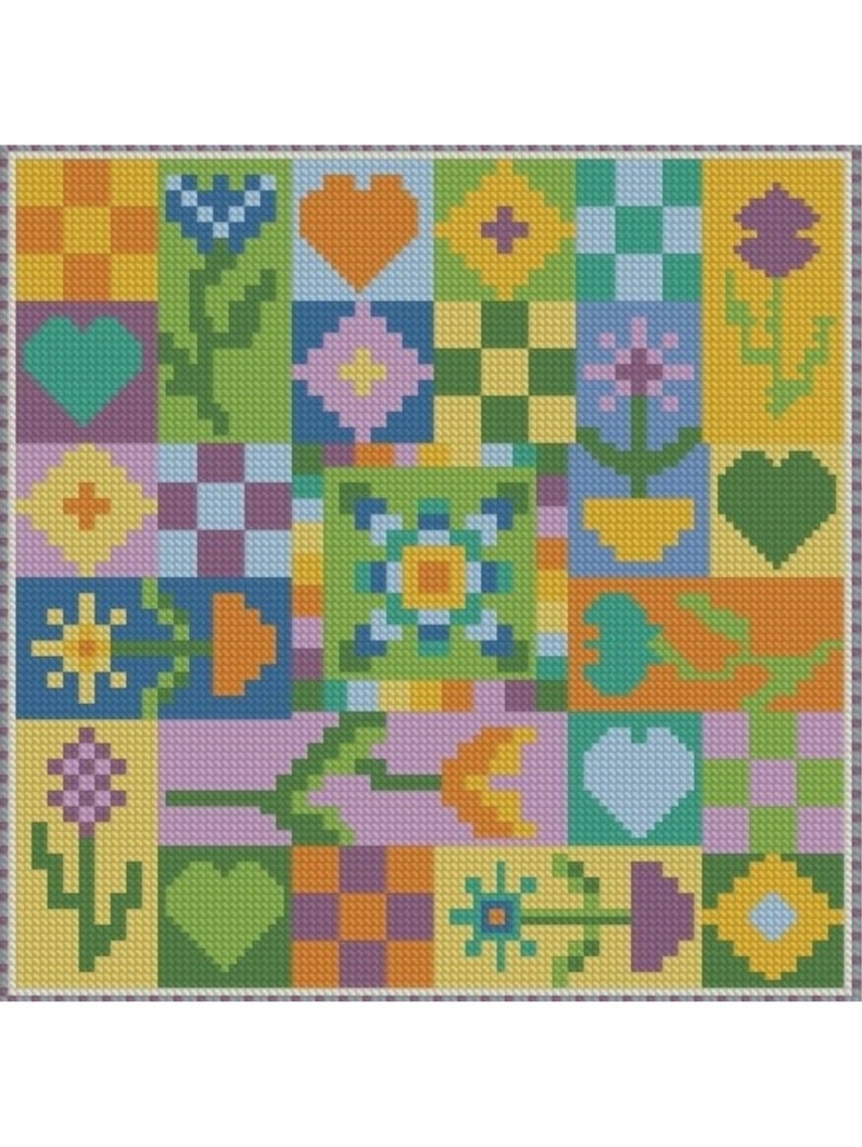 Rainbow Sampler Patchwork Cross Stitch Pattern PDF, Patchwork Ornament ...