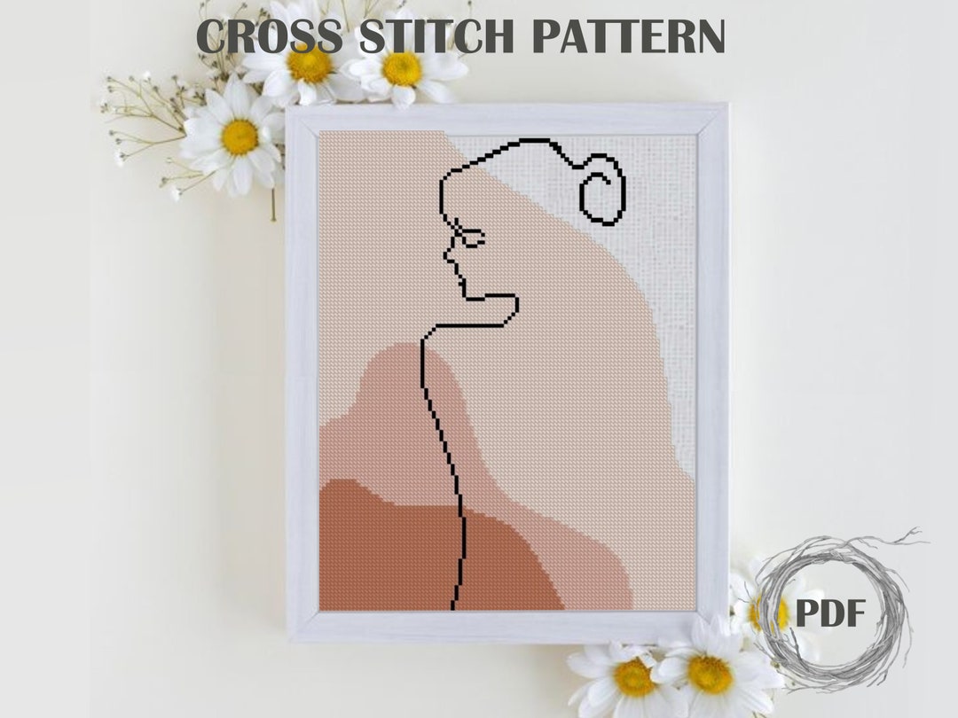 Woman's Silhouette Cross Stitch Pattern, Easy Cross Stitch Chart ...