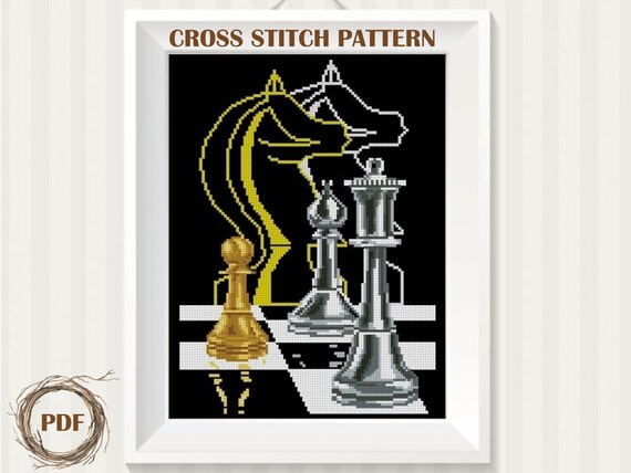 Chess Cross Stitch Pattern PDF Game Chess Counted Cross - Etsy