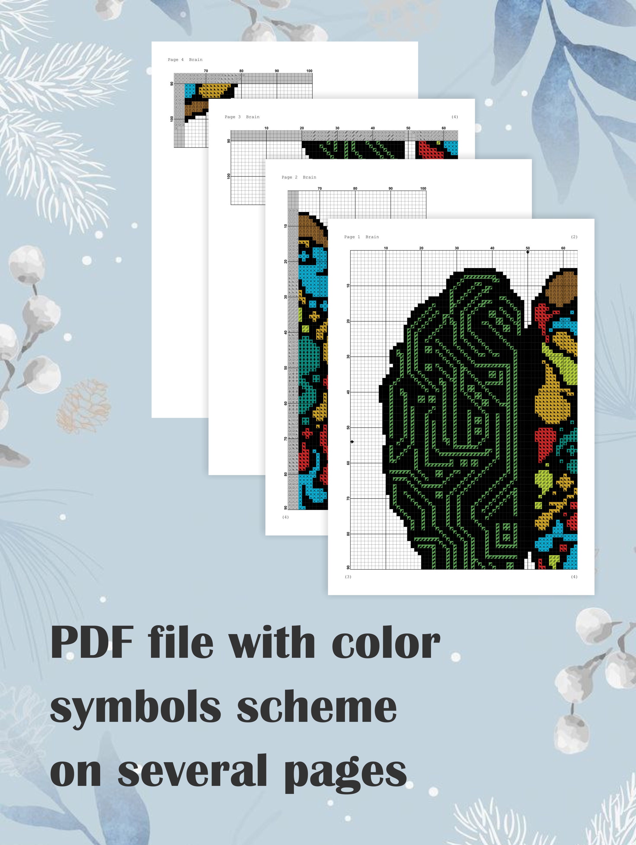 Brain Cross Stitch Pattern PDF, Microchip Brain Modern Cross Stitch ...