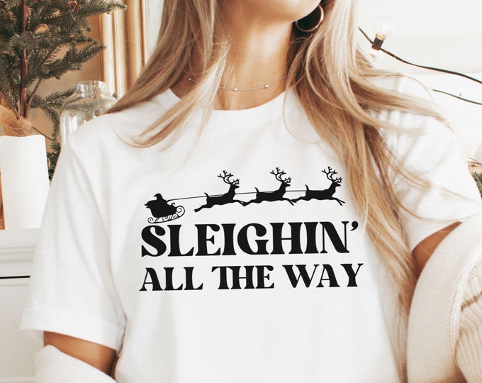 Funny Christmas Santa Shirt Slay Sleigh All Day Gen Z Slang Pun Xmas ...