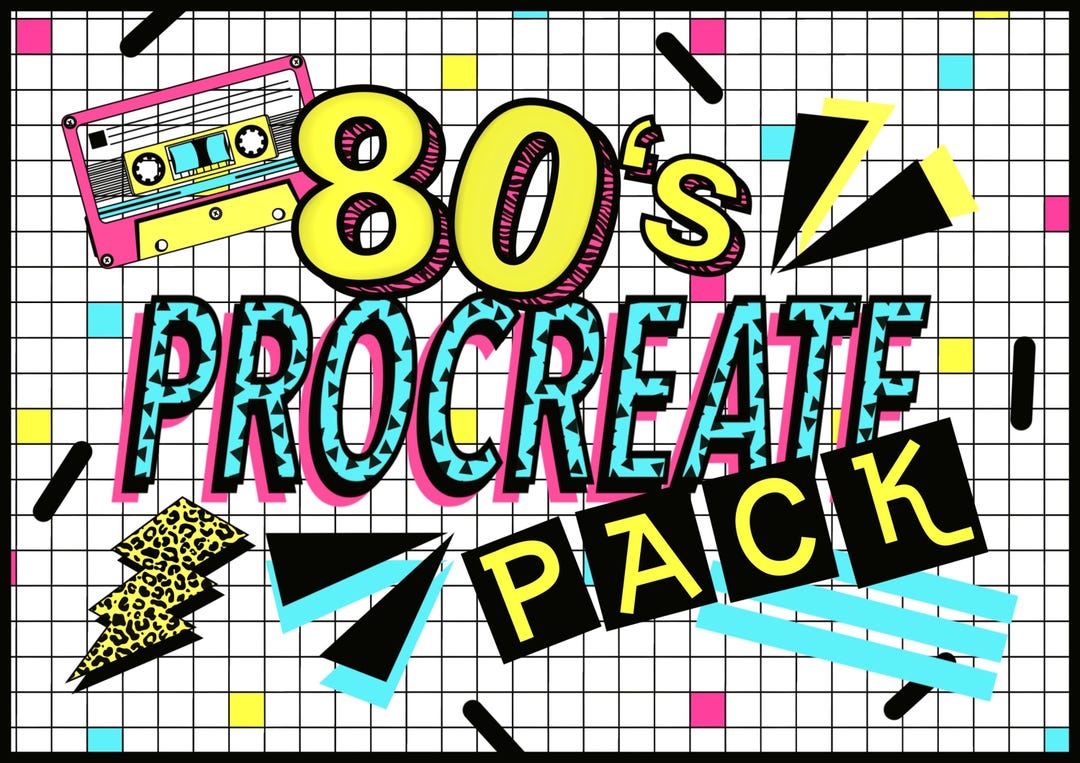 132 80s Procreate Stamps Pack | 20 Pattern Brushes | Brushes | Stamps ...