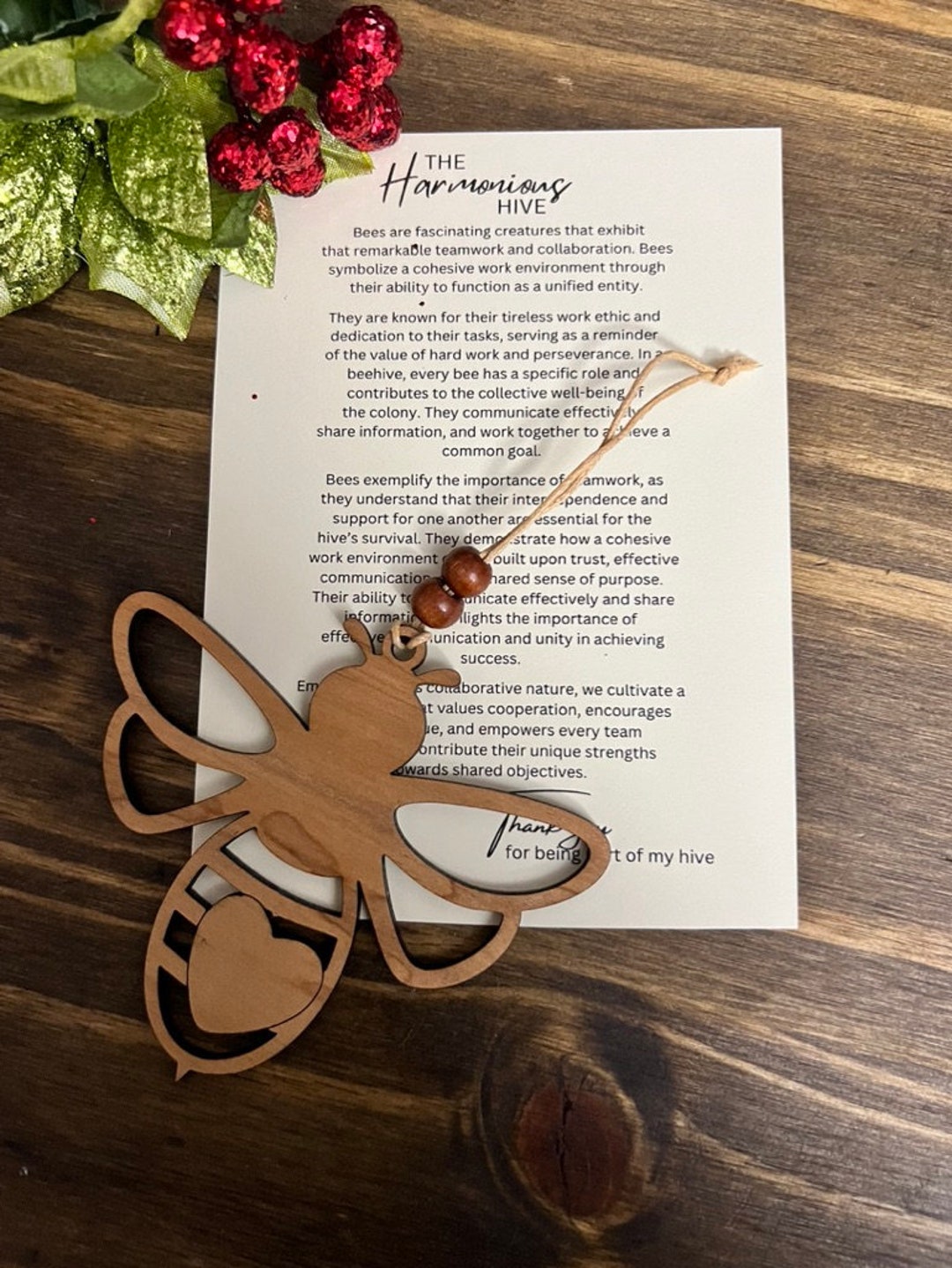 Harmonious Hive Ornament: Worker Bee Gift With Story Card - Etsy