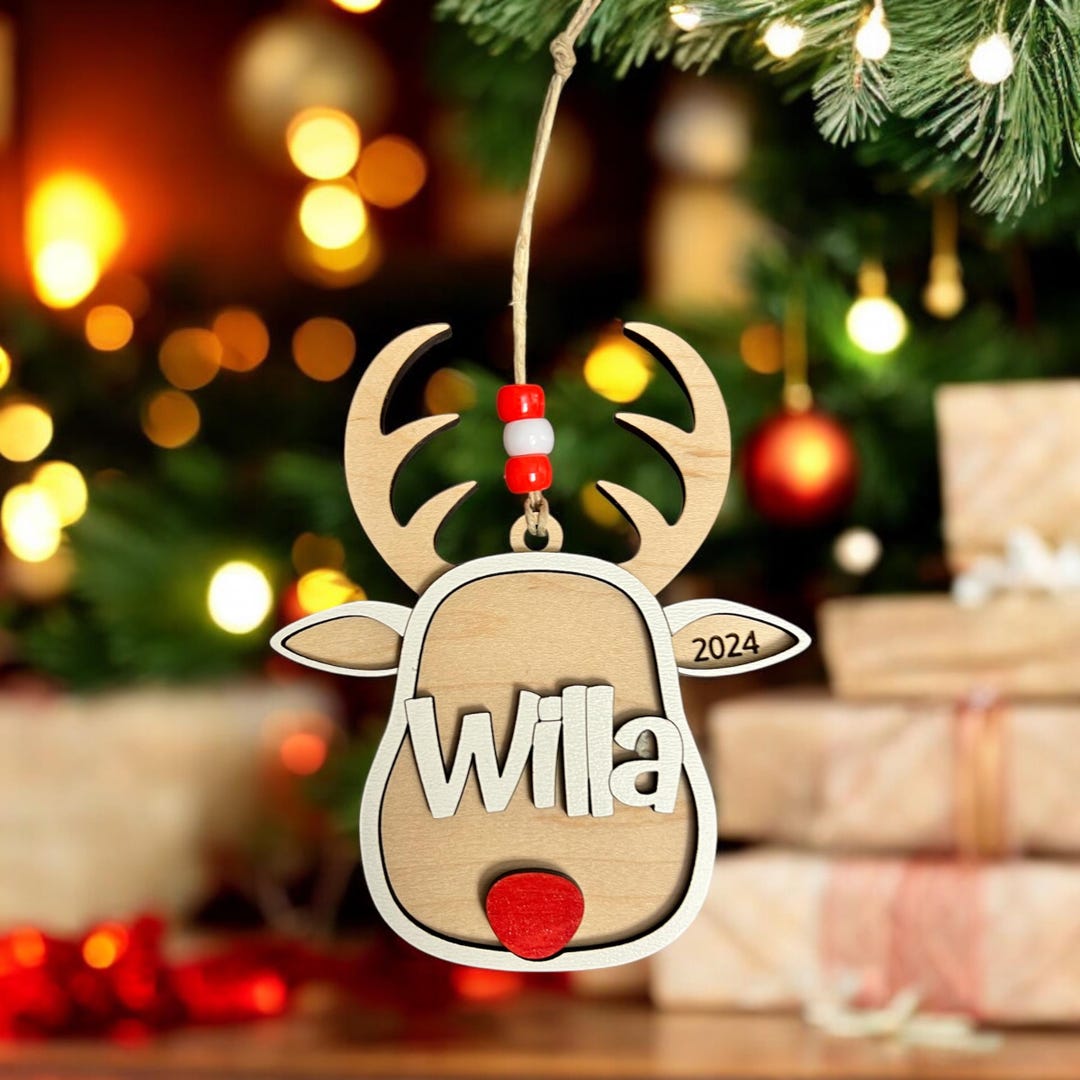 Personalized Reindeer Ornament - Etsy