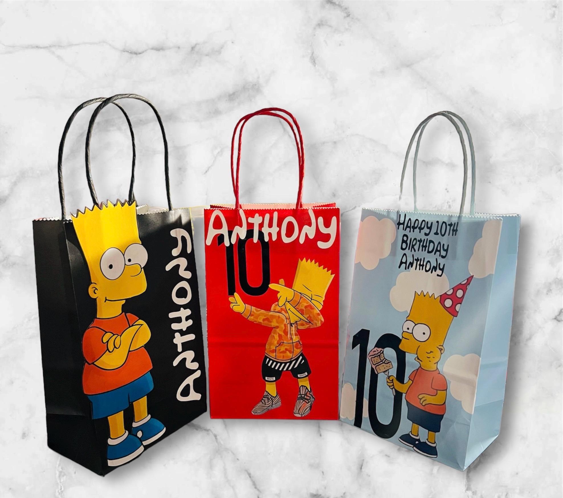 Bart Simpson Theme Party Bags | Birthday Party | Handmade Gift Bag ...