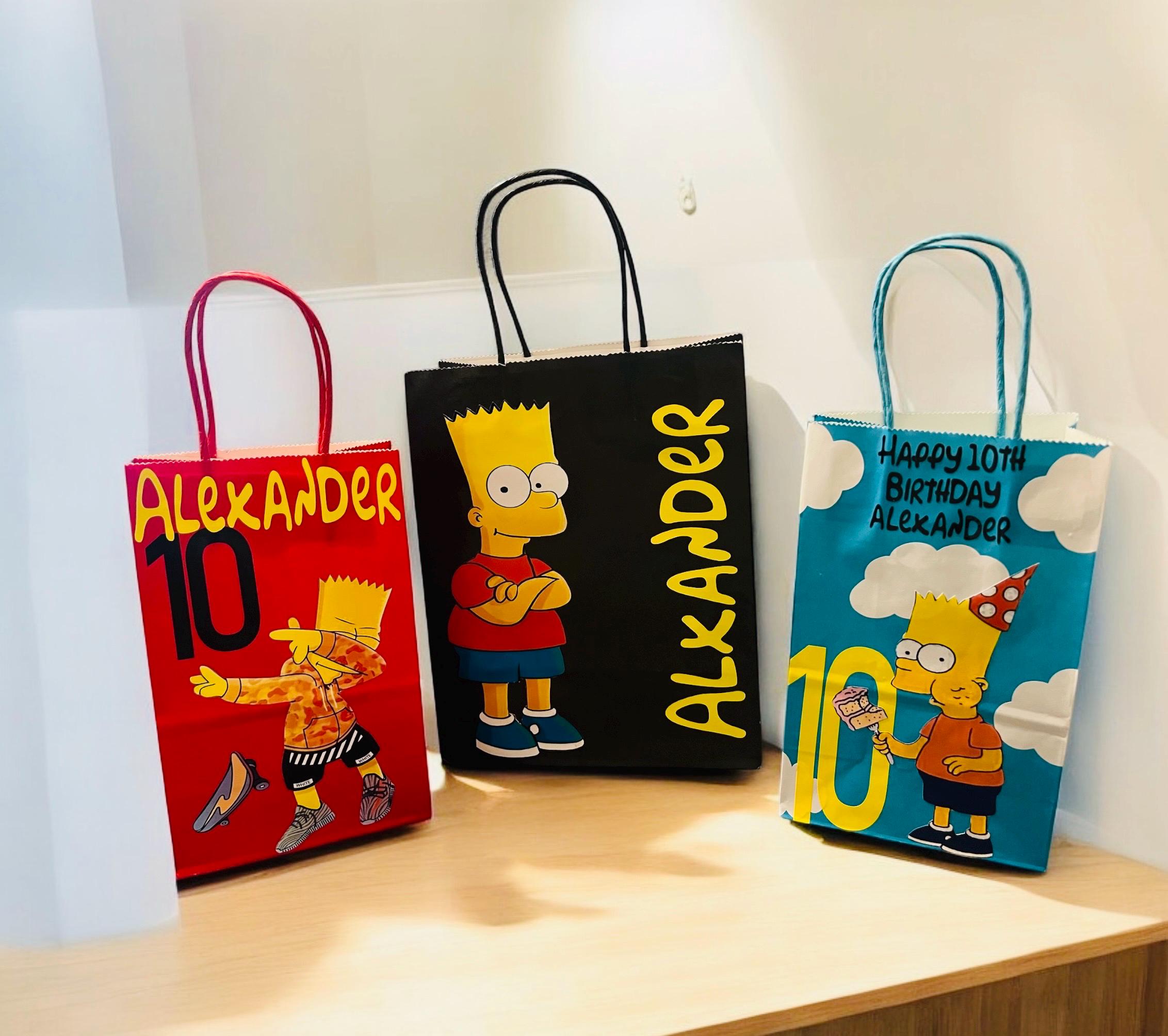 Bart Simpson Theme Party Bags | Birthday Party | Handmade Gift Bag ...