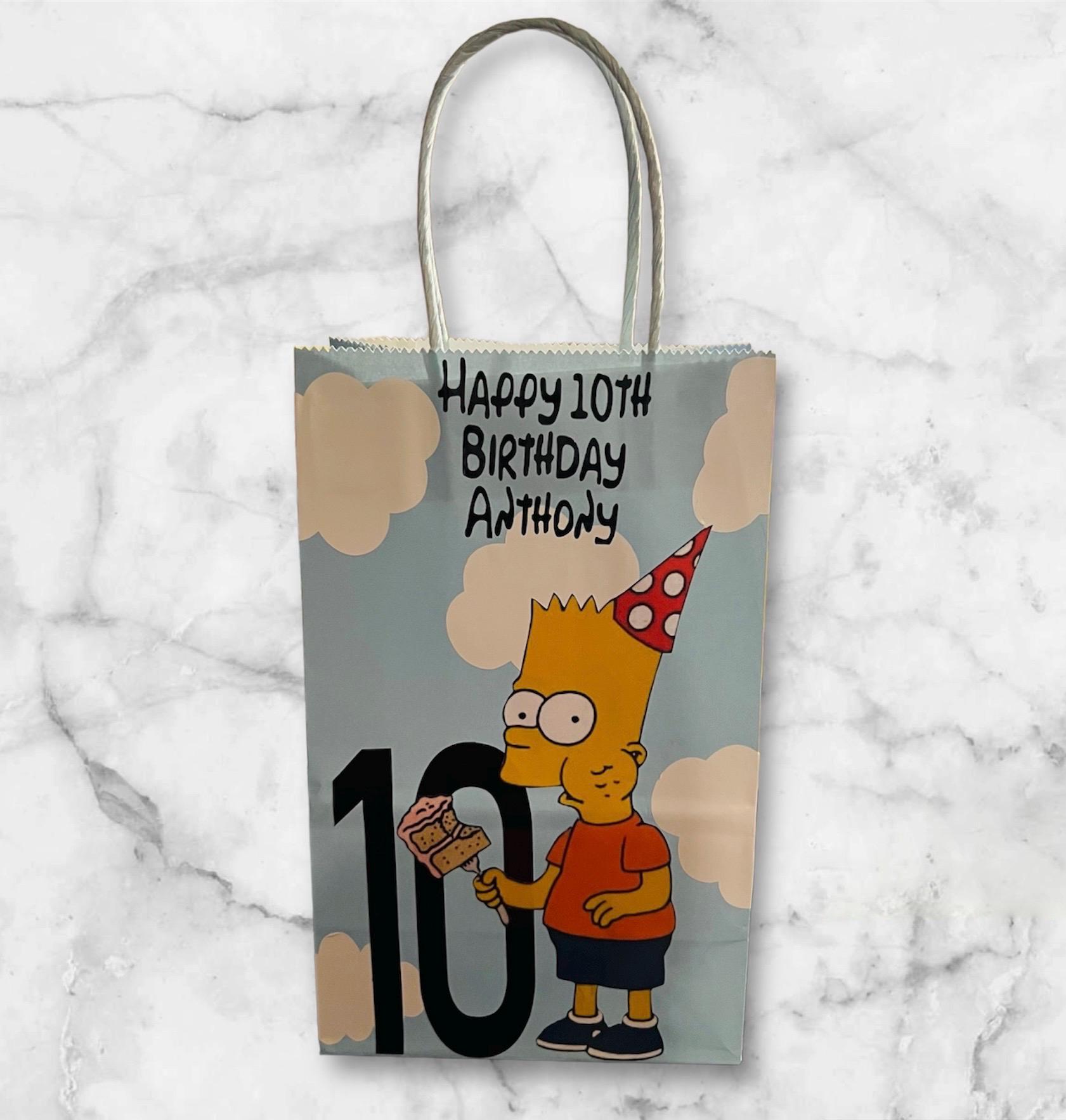 Bart Simpson Theme Party Bags | Birthday Party | Handmade Gift Bag ...