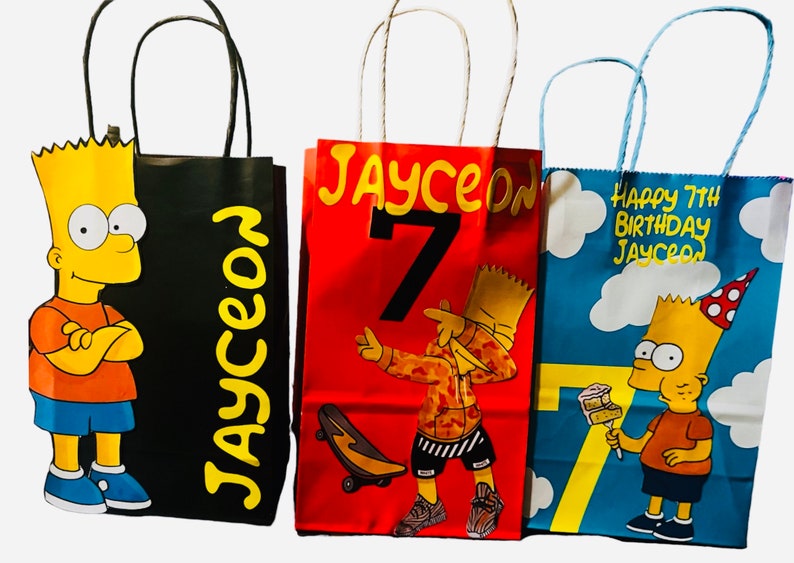 Bart Simpson Theme Party Bags Birthday Party Handmade Gift - Etsy