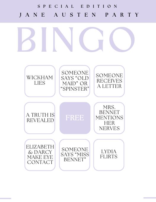 Pride and Prejudice (2005) Bingo PDF - Etsy