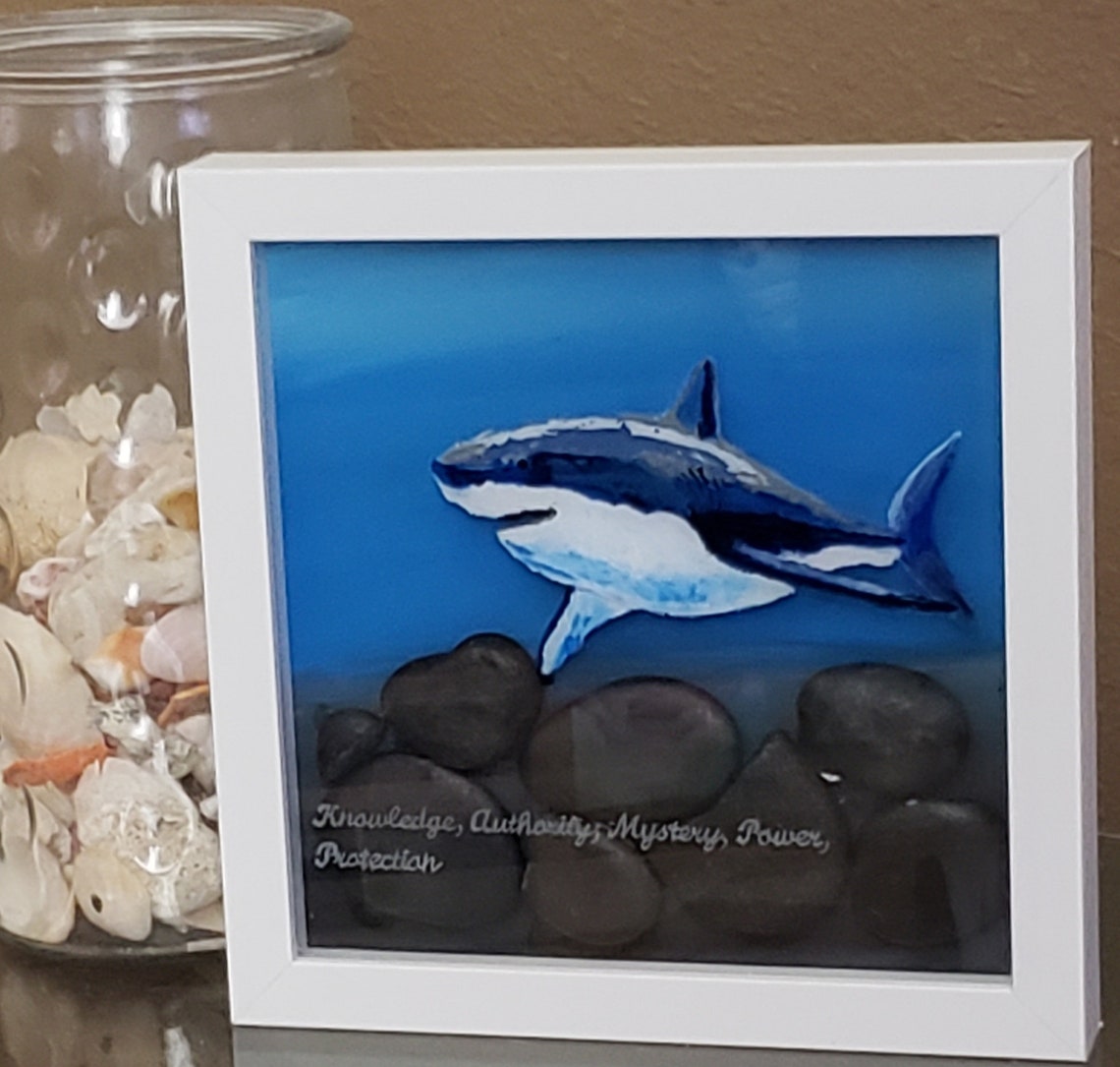 Custom Great White Shark Shadow Box Glass Engraved - Etsy