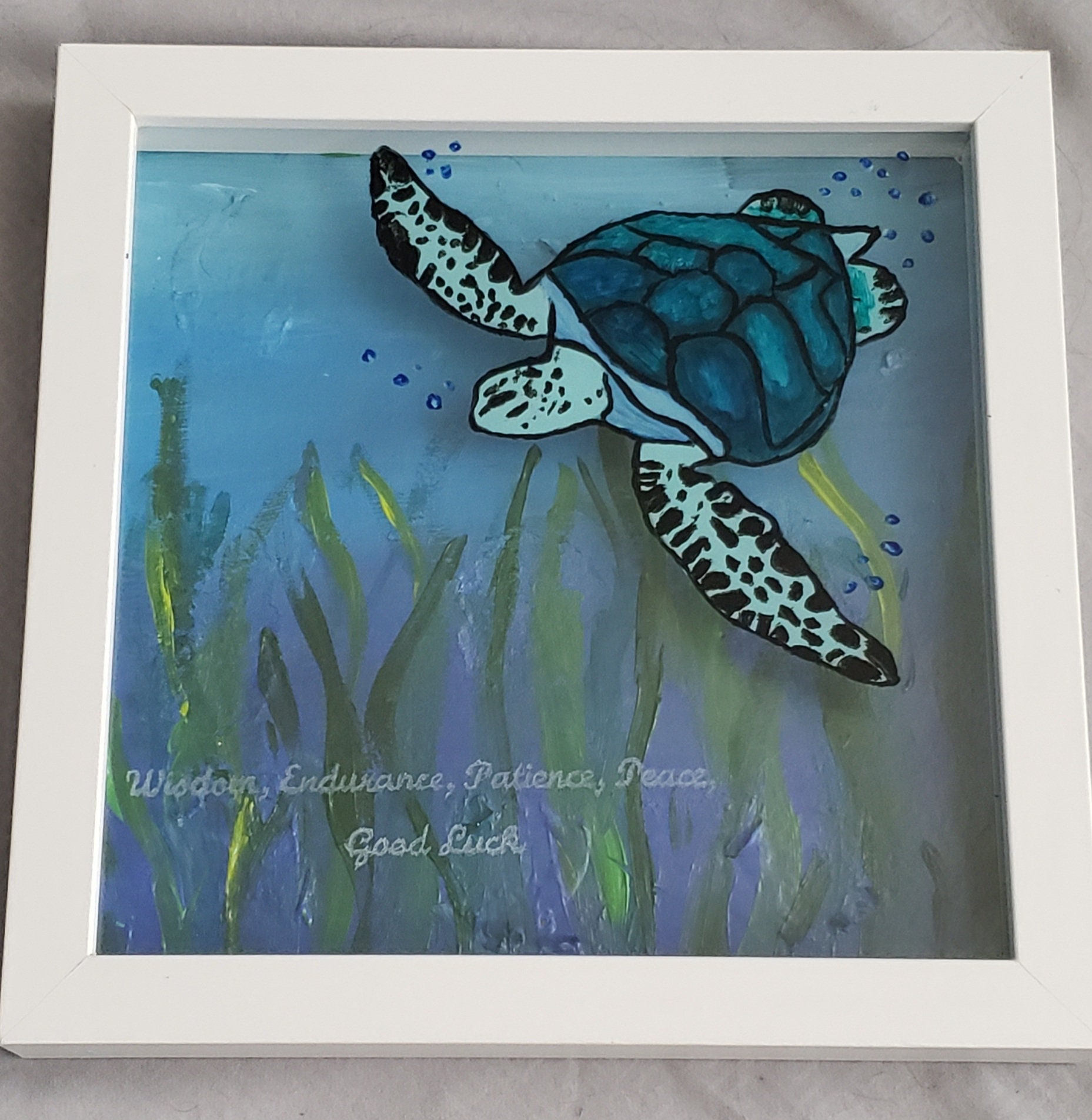 Custom Sea Turtle Shadow Box Glass Engraved - Etsy