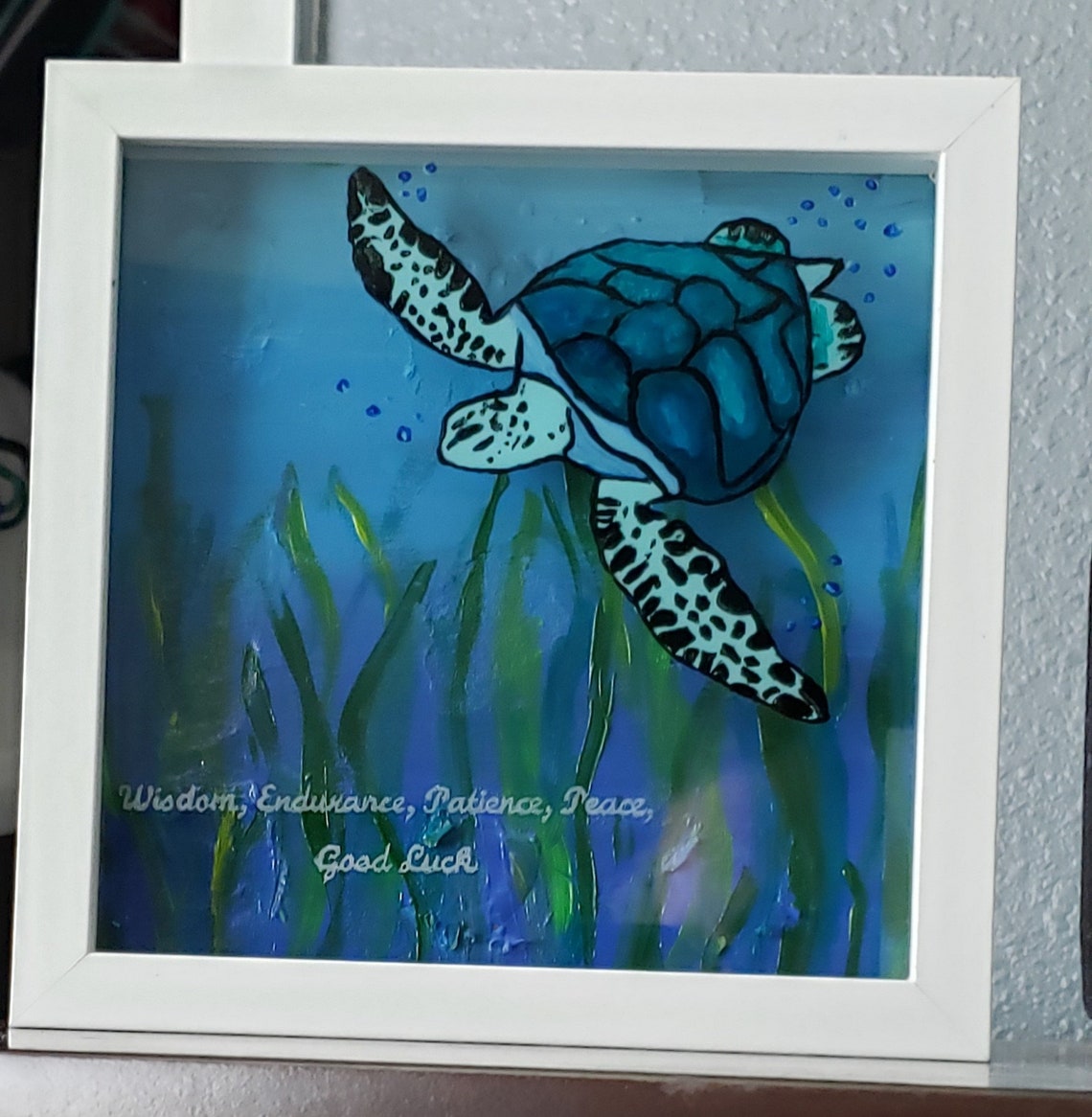Custom Sea Turtle Shadow Box Glass Engraved - Etsy