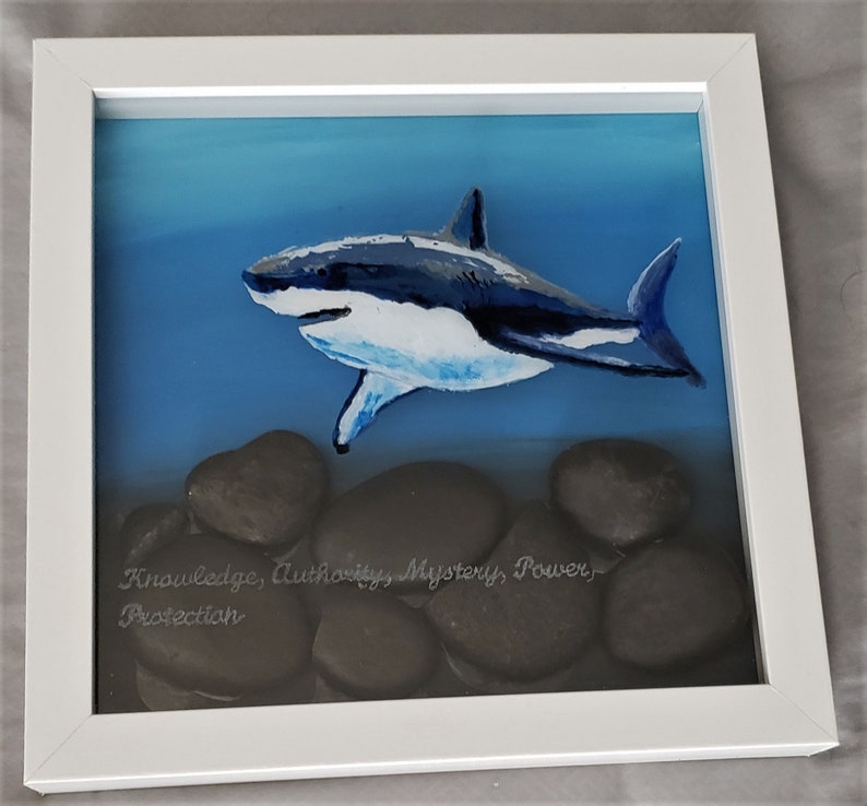 Custom Great White Shark Shadow Box Glass Engraved - Etsy