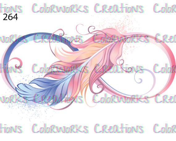 Infinity Symbol With Feather Laser Printed Waterslide Decal - Etsy