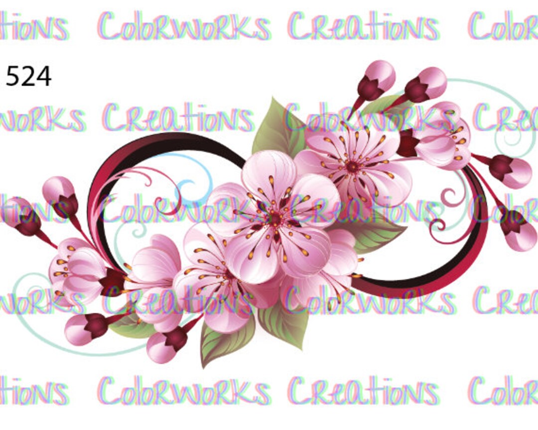 Infinity Symbol With Flowers Laser Printed Waterslide Decal for ...