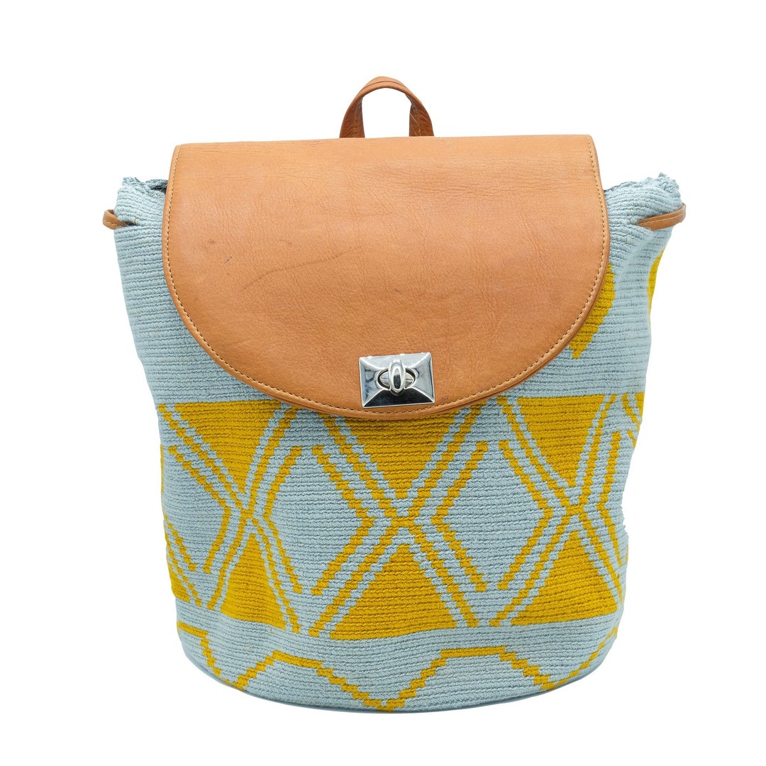 Handmade Leather and Wayuu Backpack – Fair Trade Boho Bag, Unique ...