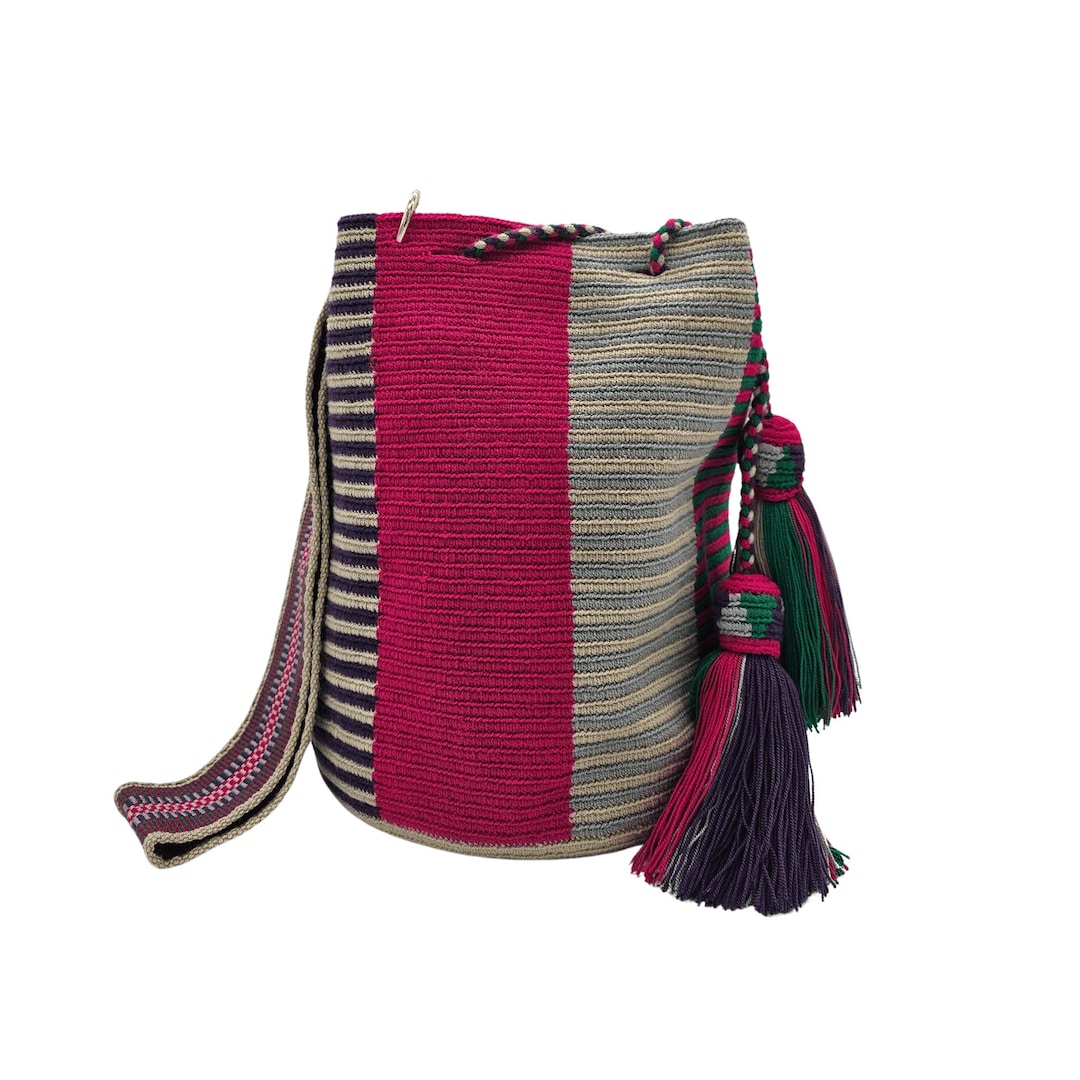 Authentic Colombian Bag - Handmade Wayuu Crossbody Bag| Large Bucket ...