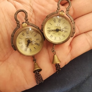 2X Vintage Omega Crystal Ball Pendant Clock Watch Switzerland Made 1882 ...