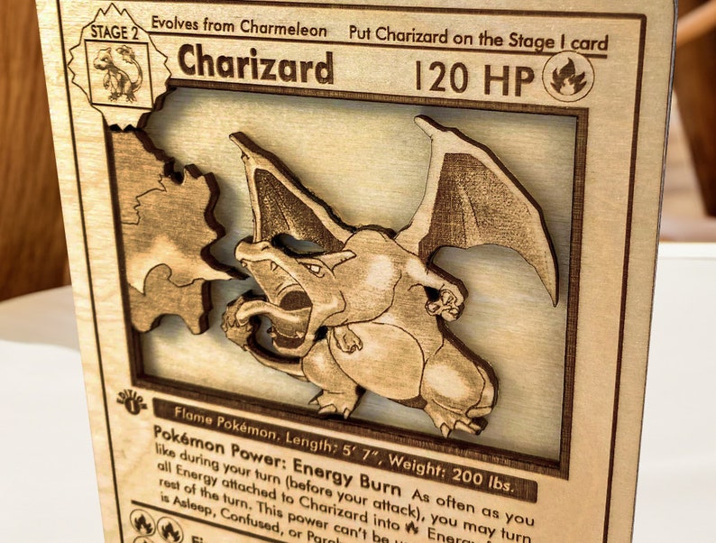 Charizard 3D Wooden Pokemon Card / Laser Engraved / Pokemon Gift / DXF ...