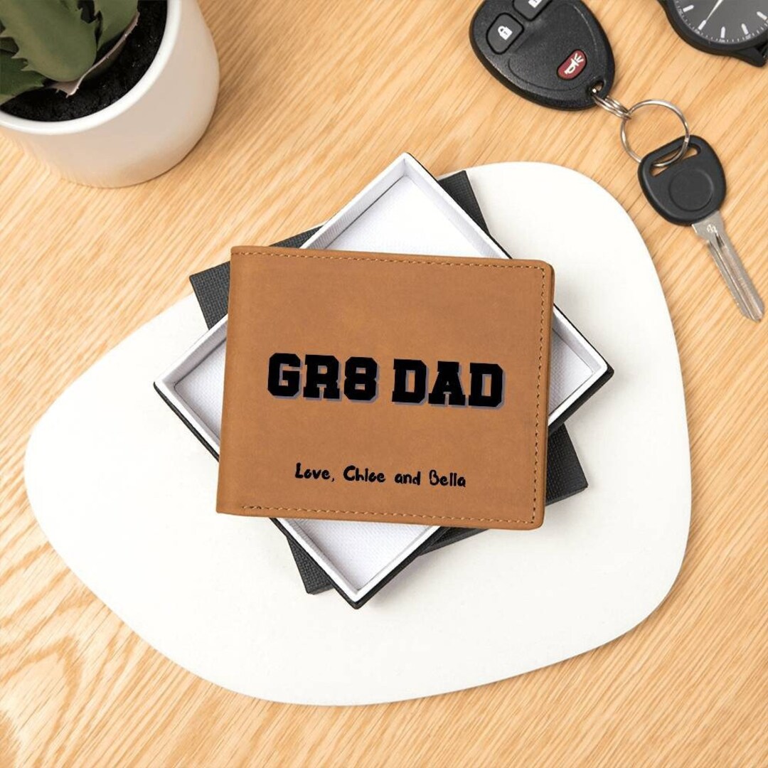Wallet Gr8 Dad Minimalist Gift for Men Slim Front Pocket EDC Wallet for ...