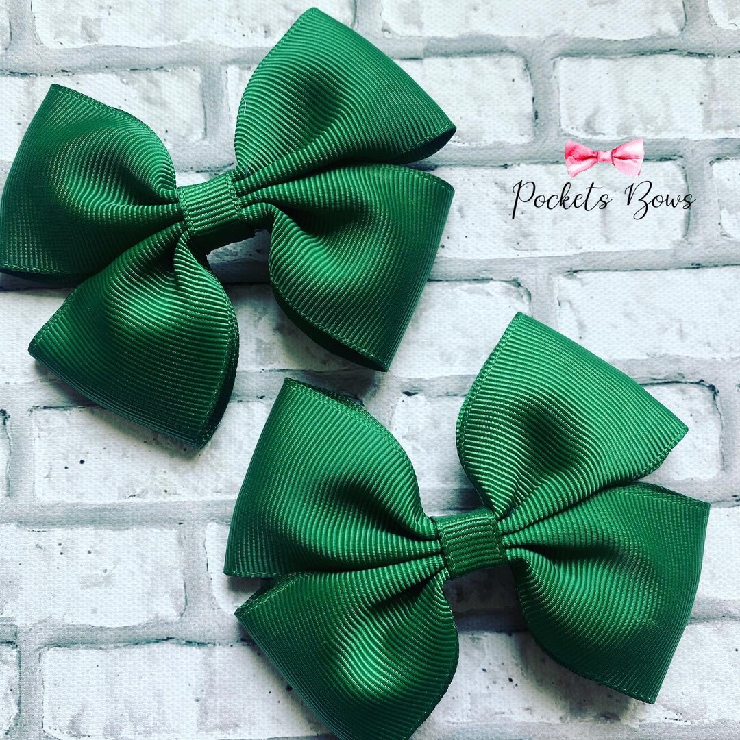 School Hair Bows. Ribbon Hair Bows. Green Hair Bows . 3 Inch Hair Bows ...