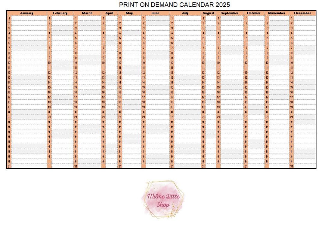 2025 Print on Demand Calendar: Key Dates (digital Download) - Etsy