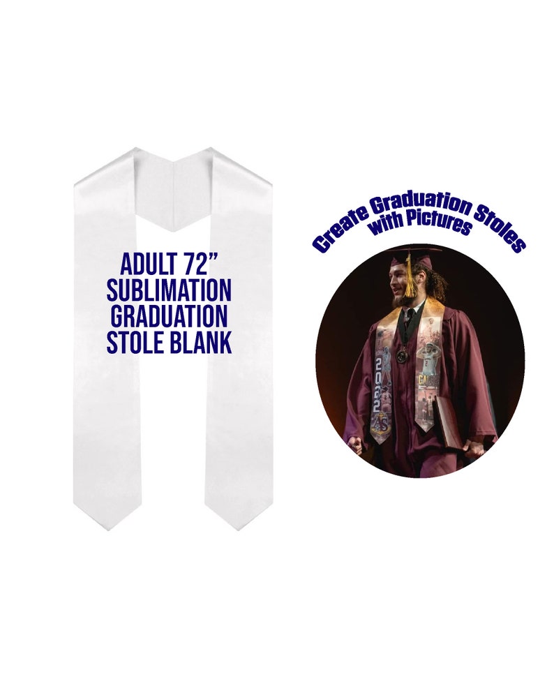 White Graduation Stole BLANK 72 Inch | Satin Sublimation Stole | Custom ...