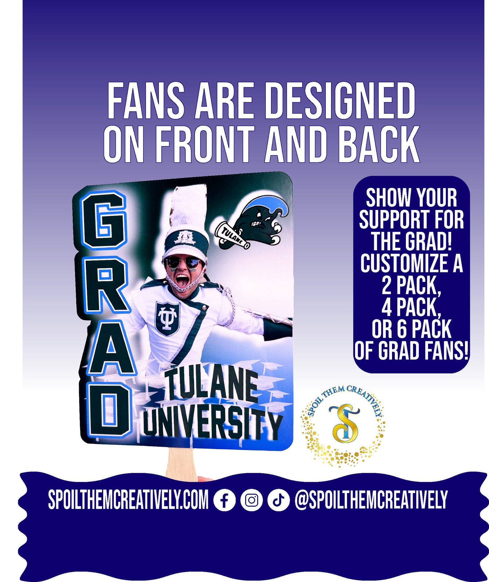 Graduation Fans With Stick Waterproof Custom Grad Hand Fans ...