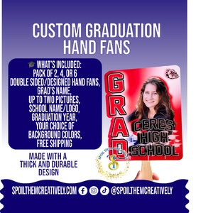 Graduation Fans With Stick | Waterproof Custom Grad Hand Fans ...