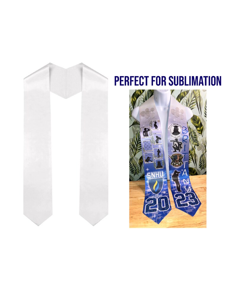 White Graduation Stole BLANK 72 Inch | Satin Sublimation Stole | Custom ...