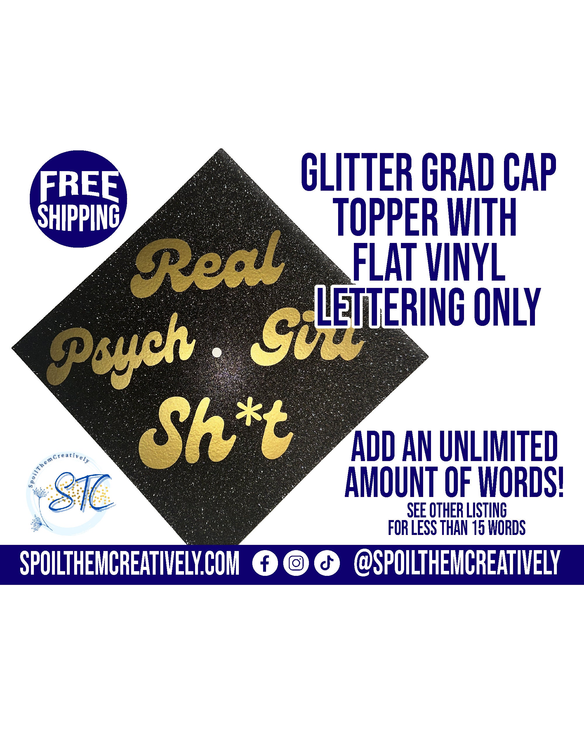 Graduation Cap Topper BASE With TEXT INCLUDED more Than 15 Words Grad ...