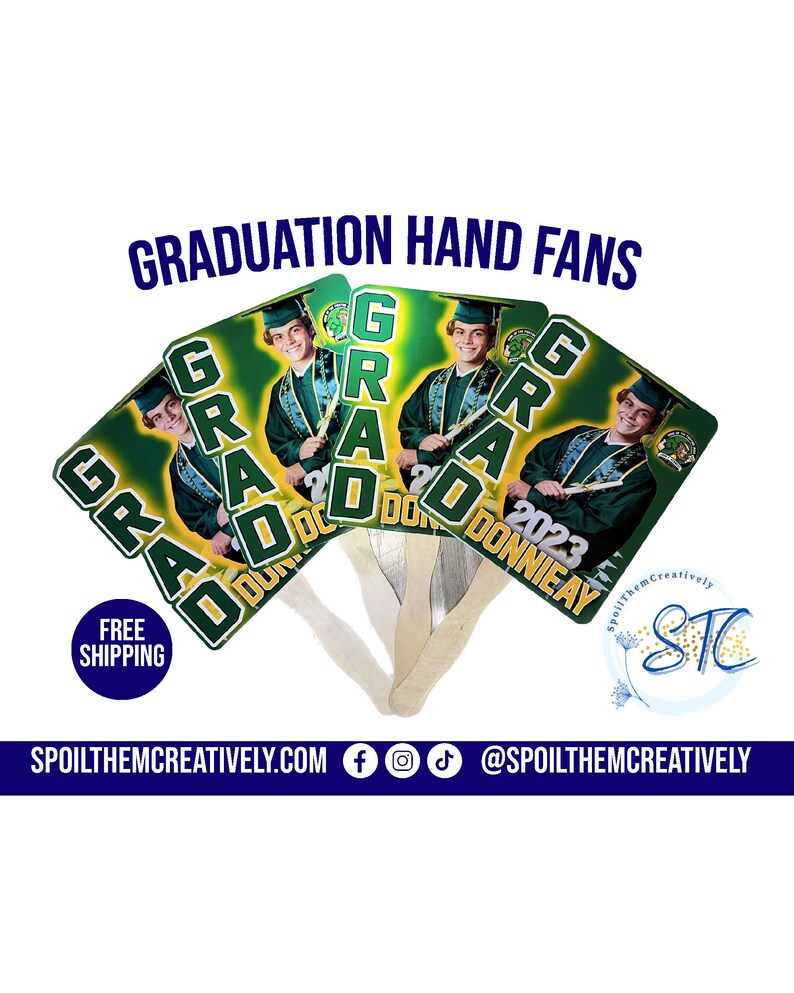 Graduation Fans With Stick Waterproof Custom Grad Hand Fans - Etsy