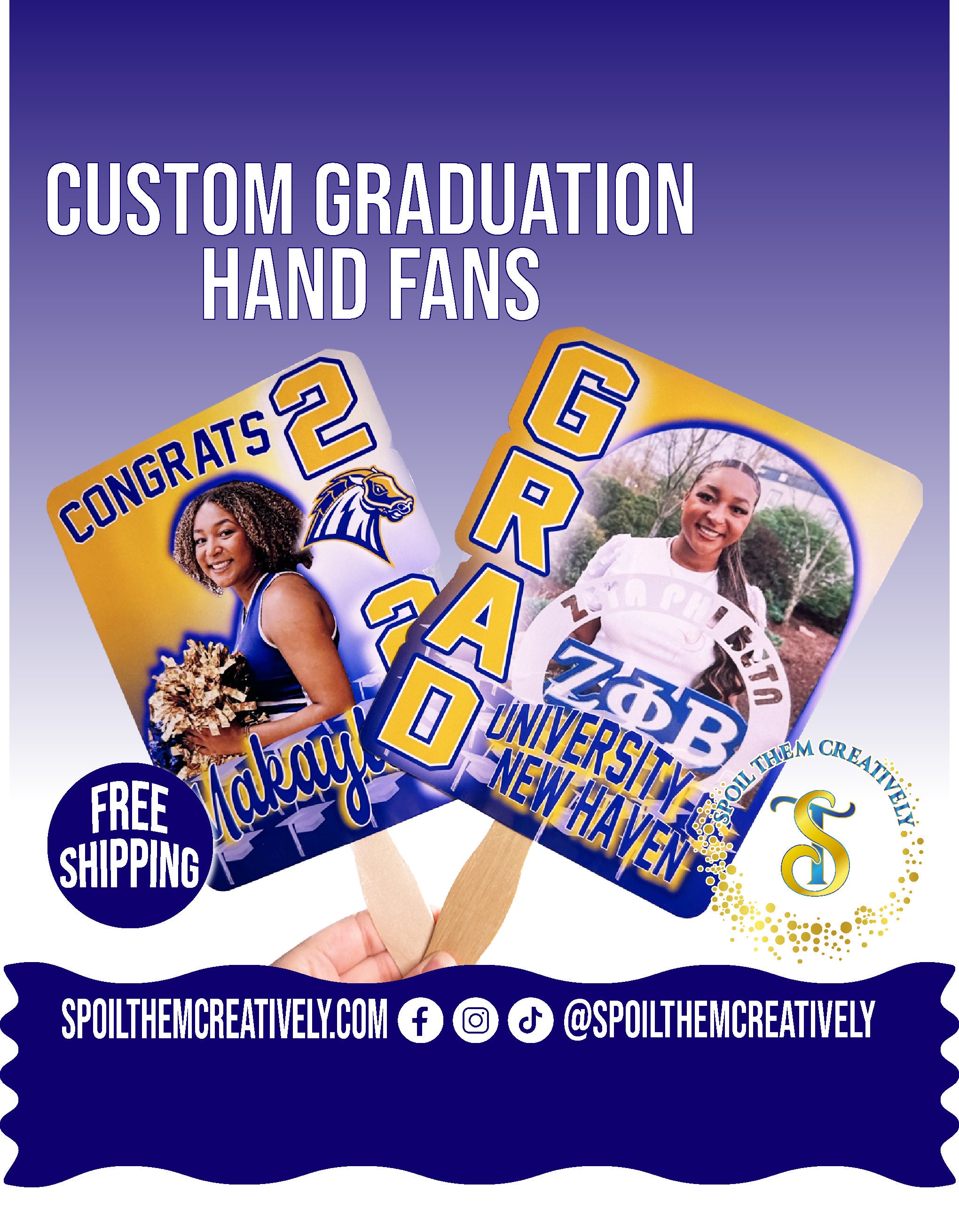 Graduation Fans With Stick Waterproof Custom Grad Hand Fans - Etsy