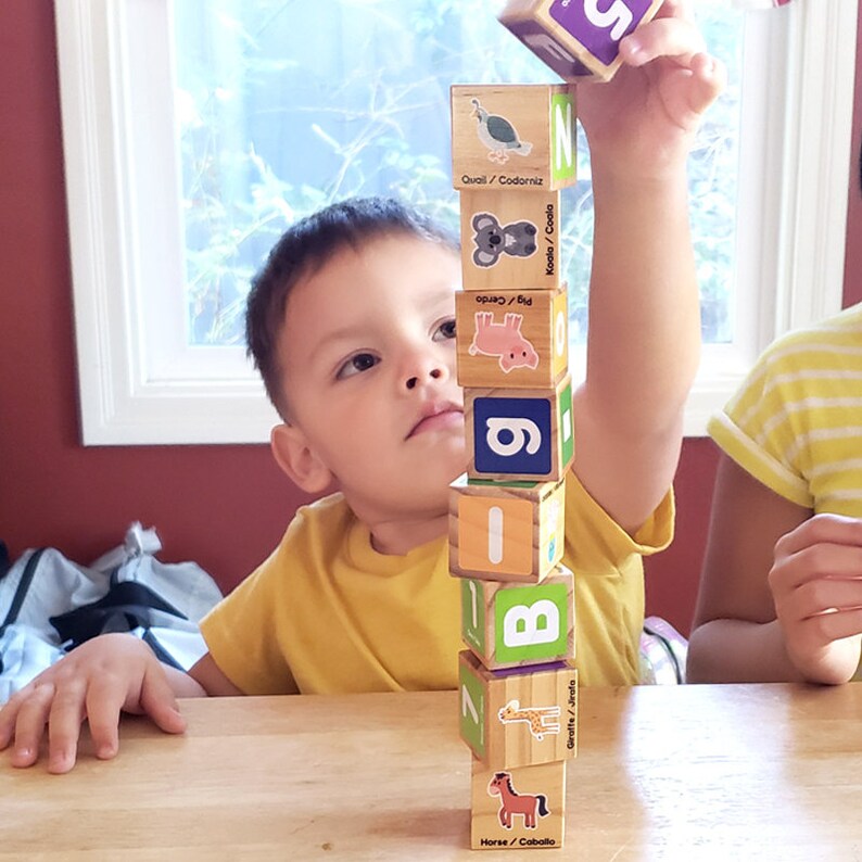 Bilingual Alphabet Blocks - Jumbo Stacking Toys & Educational ABC Games ...