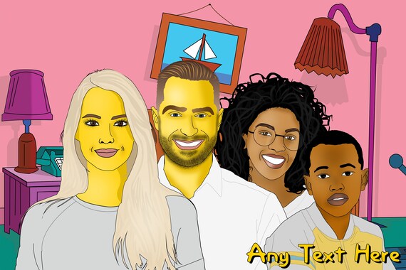 Simpson Portrait Combine Photo Custom Digital Illustration | Etsy