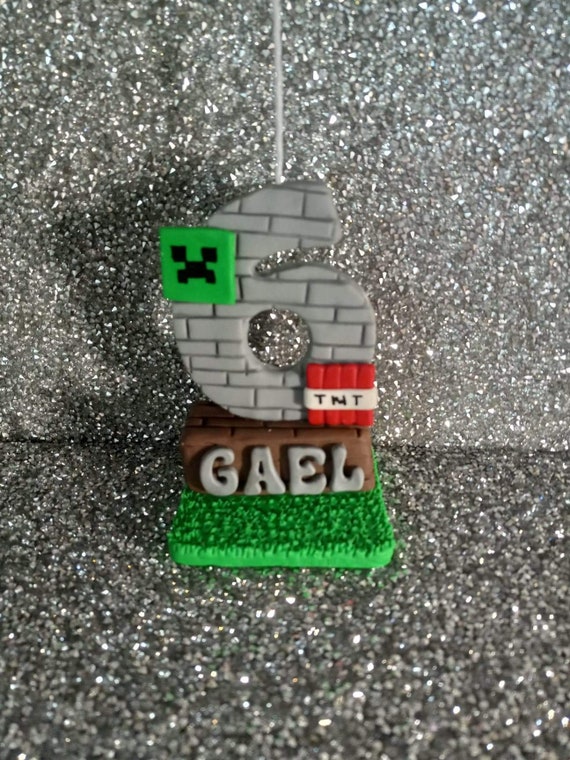Candle Cold Porcelain Birthday Cake Topper Minecraft | Etsy