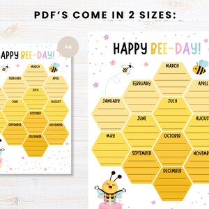 Bee Birthday Calendar: Classroom Printable Poster (digital Download) - Etsy