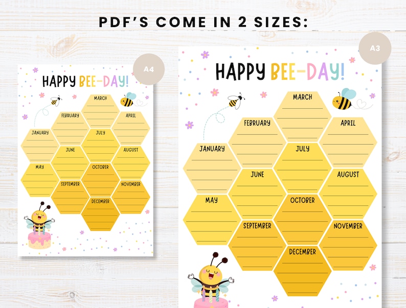 Bee Birthday Calendar: Classroom Printable Poster (digital Download) - Etsy