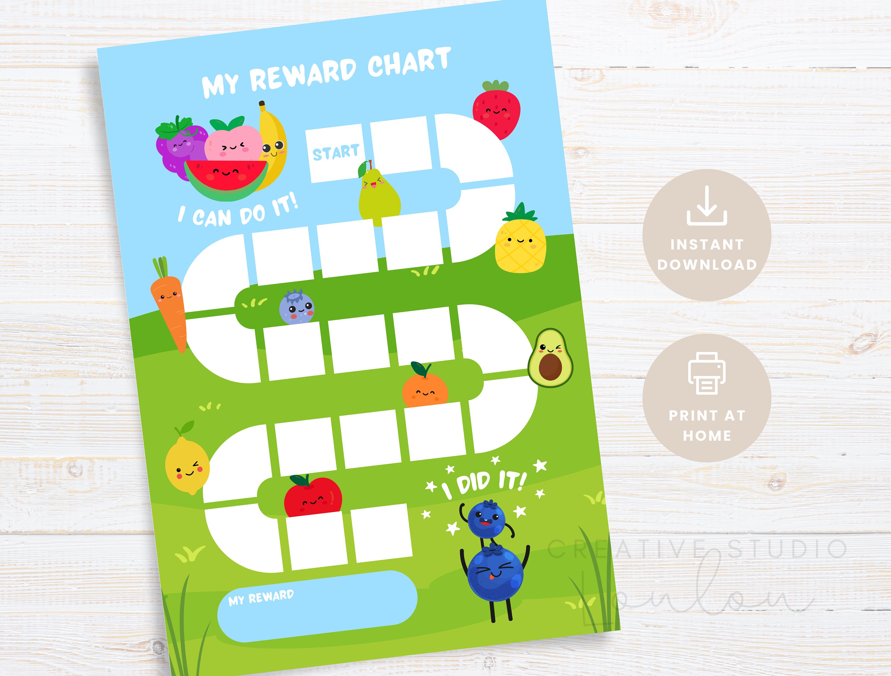 Reward Chart for Kids Printable Reward Chart Fruit Sticker Chart ...
