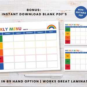 Daycare Weekly Menu Planner: Rainbow A4 Printable (canva Template) - Etsy