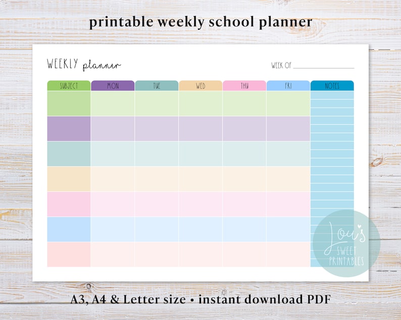 Weekly Schedule Weekly Planner Printable Homeschool Weekly Schedule ...