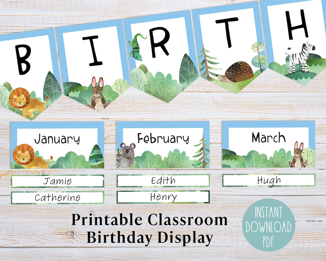 Classroom Birthday Display, Printable Birthday Board, Birthday Sign Cut ...