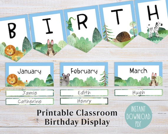 Jungle Themed Classroom Birthday Chart